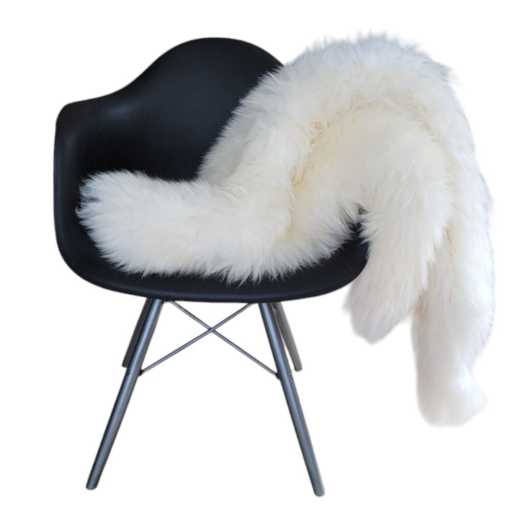 Lux White Sheepskin Sofa Throw Blanket + Organic Flannel